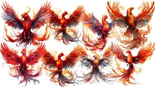 Watercolor Phoenix Set of 20 Files by ArtisticTimberStudio | TPT