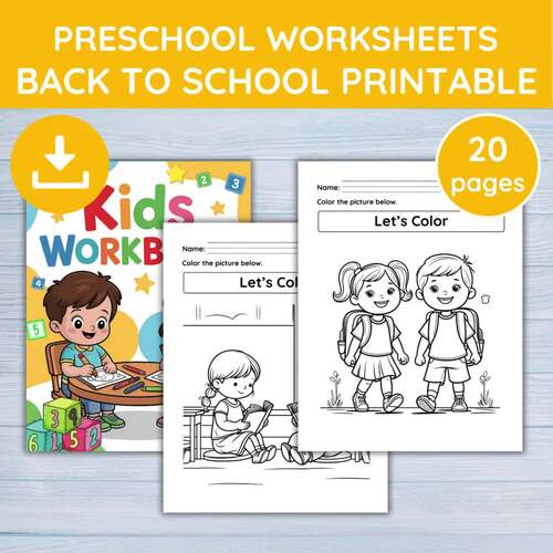 Back to School Preschool Worksheets Activities No Prep PreK Grade 1 ...