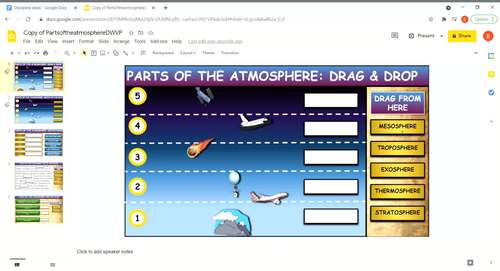 Layers Of The Atmosphere: Drag & Drop Worksheet: Google Slides. Powerpoint
