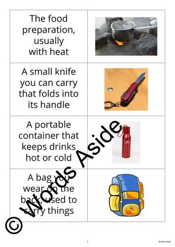 Defining Vocabulary Sentences Puzzles Games Flash Cards CAMPING by ...