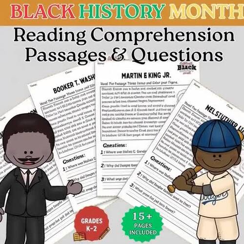 Black History Month Reading Comprehension Passages with Questions, 1st ...