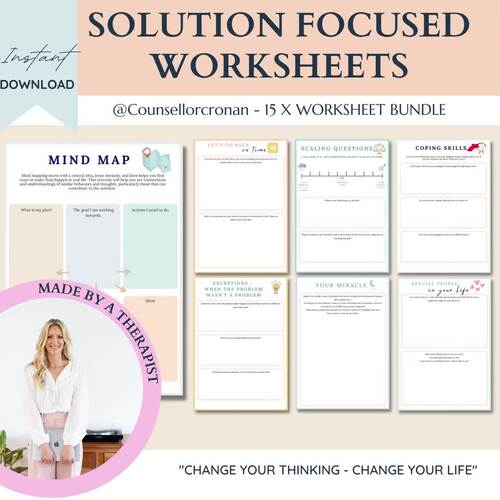 SFBT worksheets, solution focused therapy, worries, anxiety, coping ...
