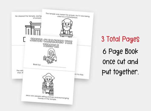 Jesus Cleanses the Temple Bible Mini Book Craft Activity for Sunday School