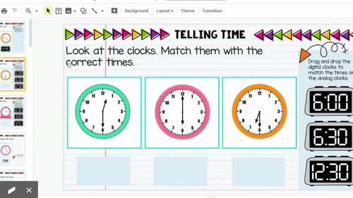 Telling Time Grade 2 Google Slides Digital Math Centers Second Grade