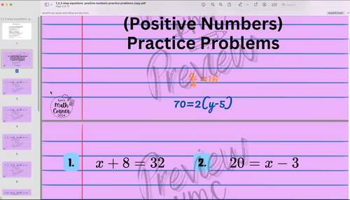 1, 2, 3 step Equations | Practice Slides & Worksheet | Positive ...