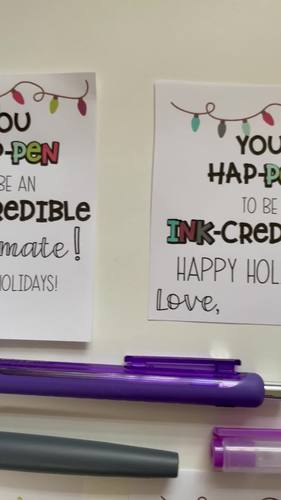 Ink-Credible Teacher HOLIDAY pen gift tag (for teacher, teammate, or ...