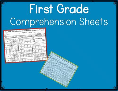 First Grade Monthly Reading Comprehension Assessments & Data Sheets Bundle