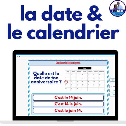 French Date & Calendar Boom™ Digital Task Cards la date et le calendrier