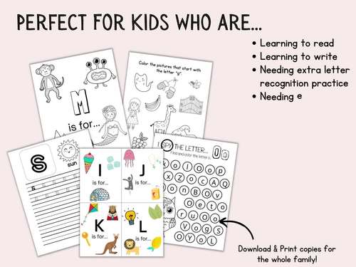 Alphabet ABC Practice Worksheets | Letter Sounds, Handwriting Upper ...