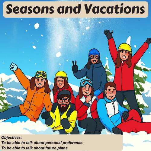 ESL Speaking & Grammar Activities: Seasons, Weather & Vacation Vocabulary