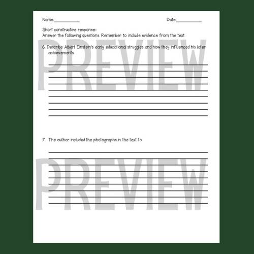 Scientist Albert Einstein-Biography- Reading Passage & Reading ...