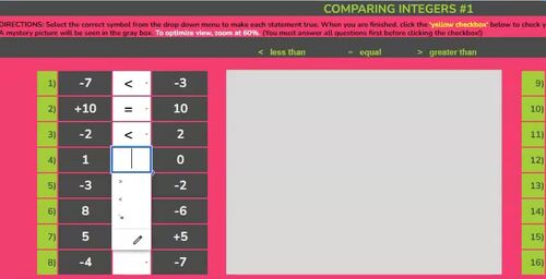 Comparing Integers Digital Google Sheetsᵀᴹ and Print Activity | TPT