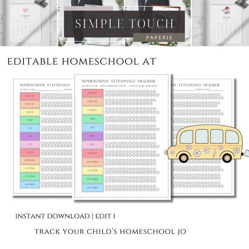 Editable & Printable Homeschool Attendance Log Template by Simple Touch ...