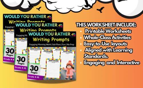 Winter "Would You Rather" Opinion Prompt Writing Worksheets 4th,5th,6th ...