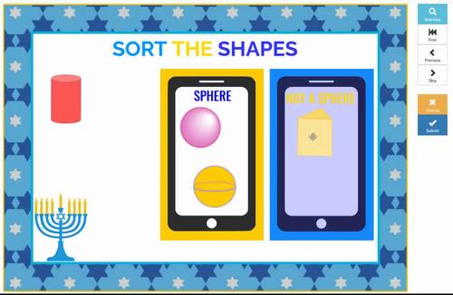 Hanukkah Math 3D Shapes Sorting Boom Cards Math Centers Digital Math ...