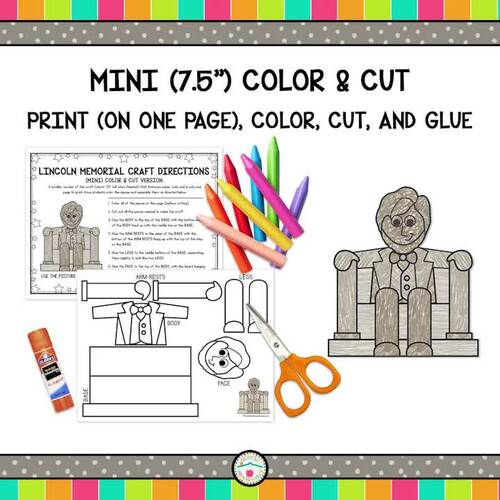 Lincoln Memorial Craft | Cut and Paste Patriotic Craft | American ...