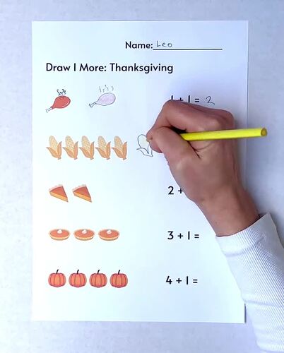 Draw One More Special Education Thanksgiving Number Sense Worksheets ...