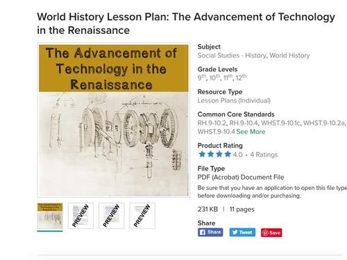 World History Lesson Plan: The Advancement of Technology in the Renaissance