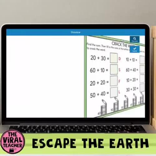 Earth Day Activities Math Escape Room Game using Boom™ Cards for 2nd Grade