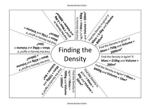 Density Maths Revision Clock Worksheets by Worksheet Whisperer | TPT