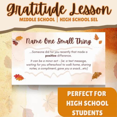 Gratitude Activities | Thanksgiving SEL lesson for High school Middle ...