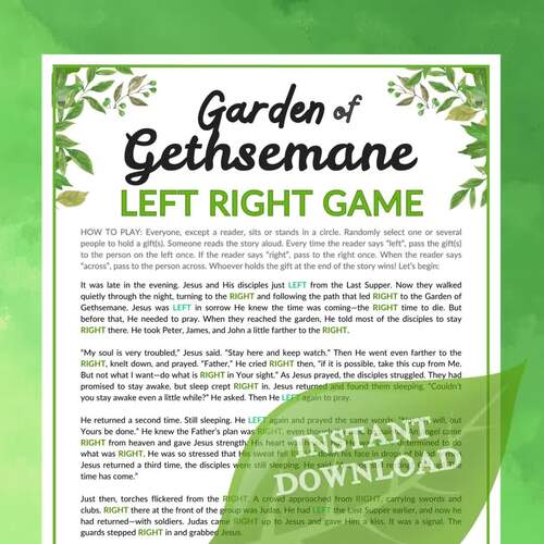 Garden of Gethsemane Left Right Game | Jesus' Agony Bible Story Group ...