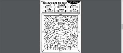 Thanksgiving Color by Code with 3rd Grade Sight Words by Teaching ...