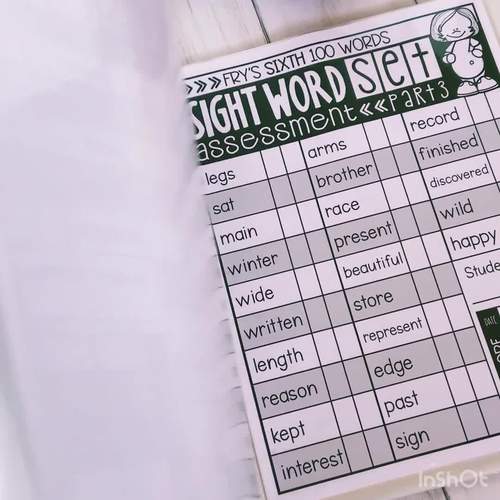 Fry Sight Word Assessments | Sets 100–600 | RTI & Progress Monitoring