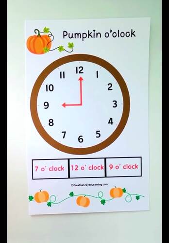 Kindergarten Fall Telling Time to the Hour Math Center – Pumpkin O’Clock