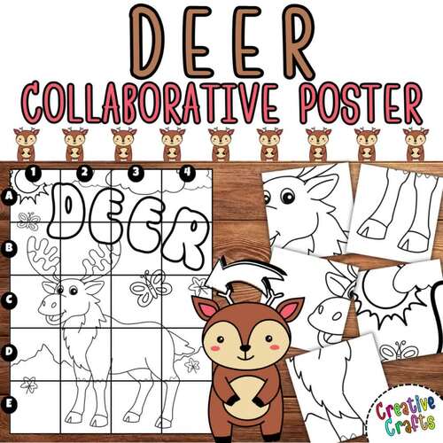 Deer Collaborative Coloring Pages Autumn Art Craft Activity for ...