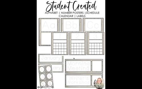 Student Created Classroom Decor Simple BLANK Templates Natural Farmhouse