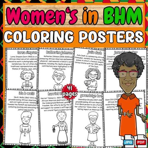 women's-black History Month Leaders coloring bio posters | famous black ...