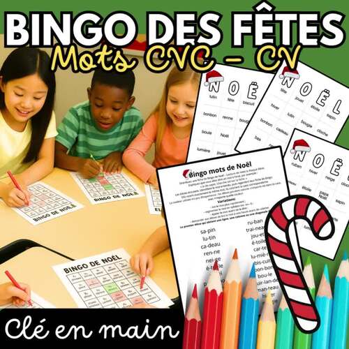 Bingo de Noël – Lecture de mots CVC / CV | French Christmas Reading Bingo