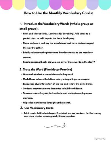 April Vocabulary Tracing Task Cards for Preschool and Kindergarten ...