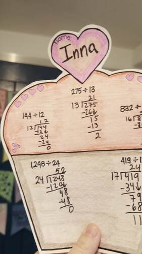 5th Grade Cupcake Math Craft Division Activities, Remainders, Valentine ...