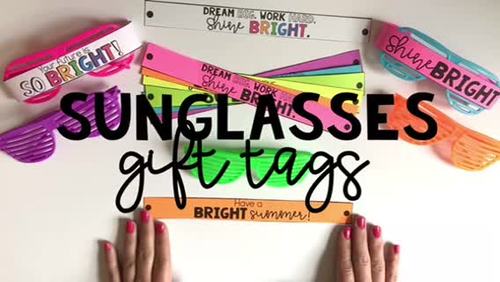 Sunglasses Gift Tags by Create Educate Inspire | TPT