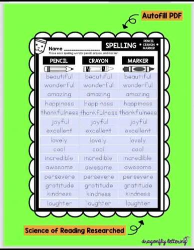 Spelling Word Work Activities Editable Instant Autofill - Works with ...