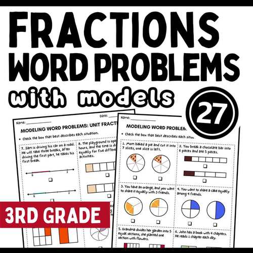 ️ 3rd grade Math Fraction Review Word Problem with modeling Fraction ...