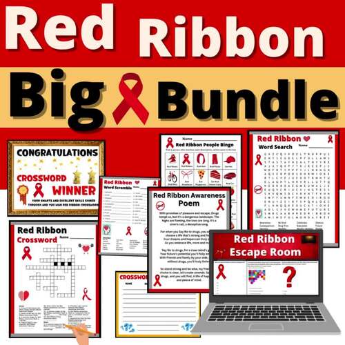 Red Ribbon Bundle Resources Activities Escape Room Pledges by DadsDesigns