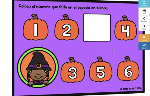 Boom Cards in Spanish- El número que falta- Halloween by La Maestra Pati