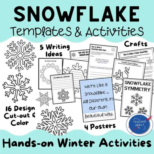 Snowflake Writing Organizers Templates Winter Bulletin Board Classroom ...