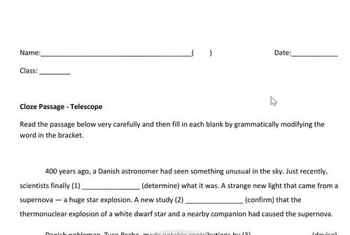 Three Cloze Passages - Grammar Assessment - Microsoft Word (Customizable!)