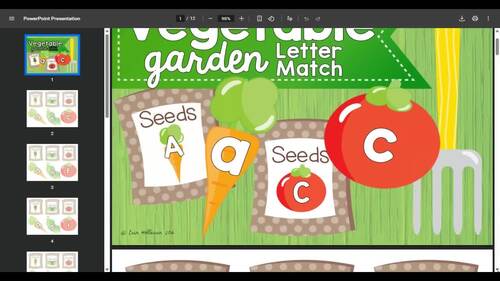 Vegetable Garden Theme - Preschool Language Alphabet Match | TPT