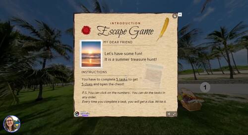 Summer digital Escape Room English ESL/EFL kids, 360°, end of year