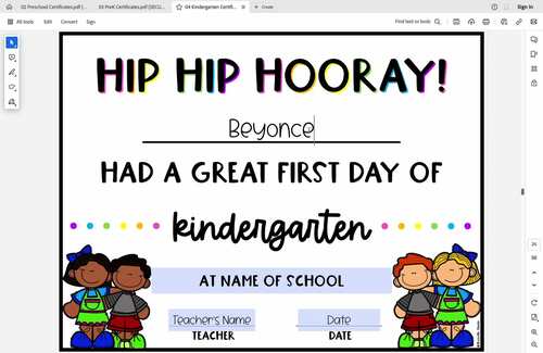 Pre-K & Kindergarten First Day of School Certificates | Editable Keepsake