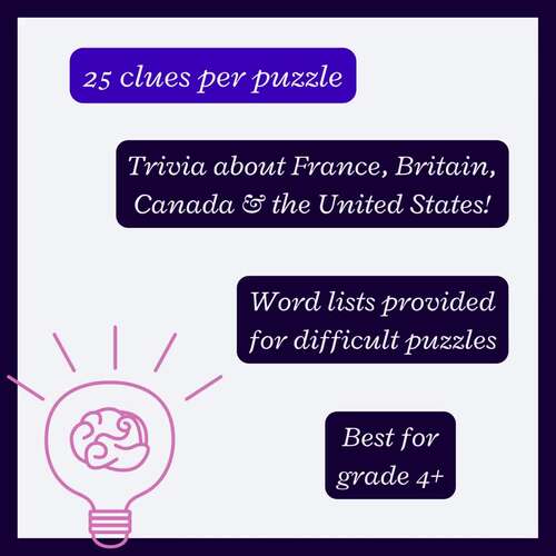 Bundle! Trivia crossword puzzles. Great research activity for students ...