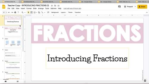Fractions Lessons & Student Work ⎮ Digital - Google Slides ⎮Editable ...