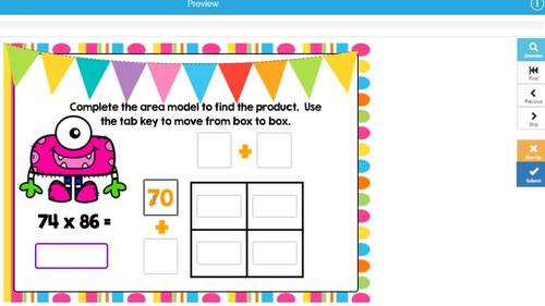 2 Digit Area Model Multiplication Digital Boom Cards - 4th Grade Math ...
