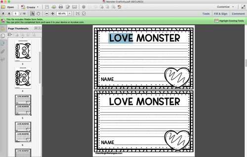 Love Monster Craft Writing Valentine’s Day Activity by Teaching in the ...