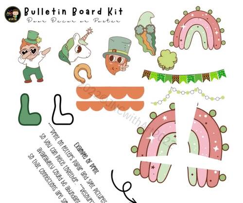 St. Patrick's Day Bulletin Board Kit, St. Patty's Day Door Decor,Retro ...